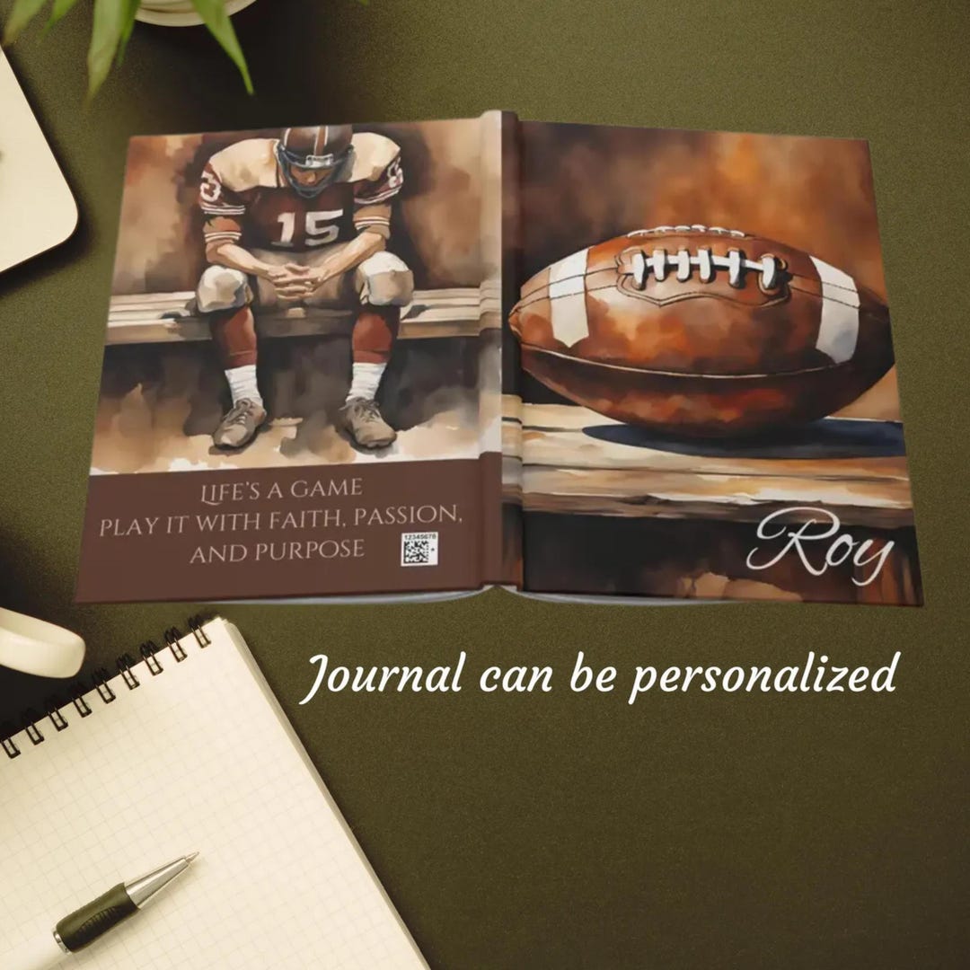 Personalized Football Journal for Men, Custom Christian Notebook for ...