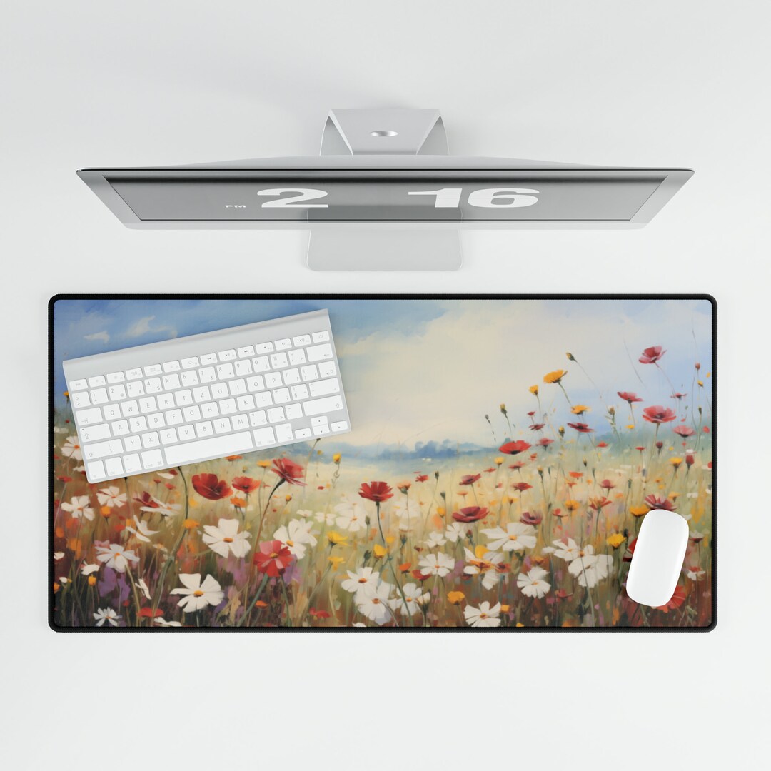 Wildflower Keyboard Mat,watercolor Desk Mat,floral Gaming Mouse Pad ...