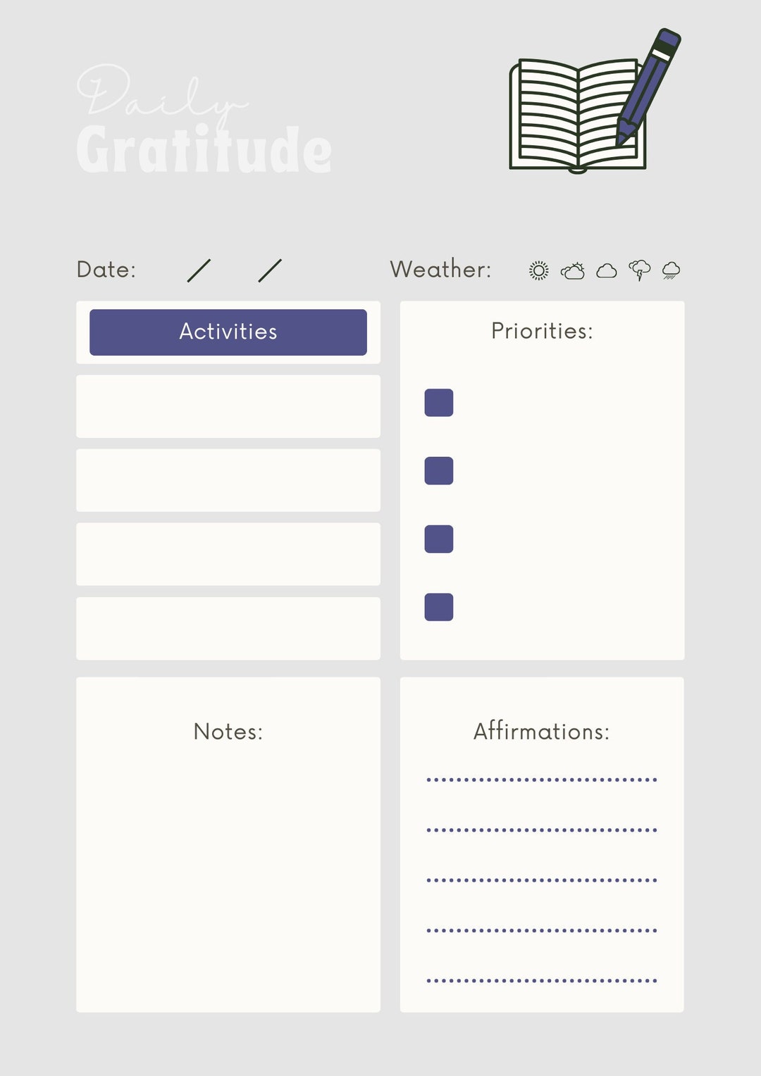 Digital Gratitude Journal,daily Mindfullness,wellness Planner,printable ...