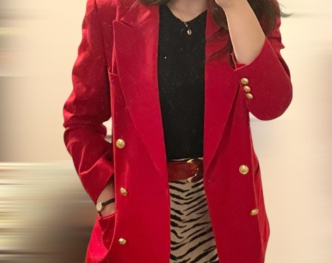 Vintage Red Wool Blazer Sizes 8, Fall Fashion Wool Long Blazer ...