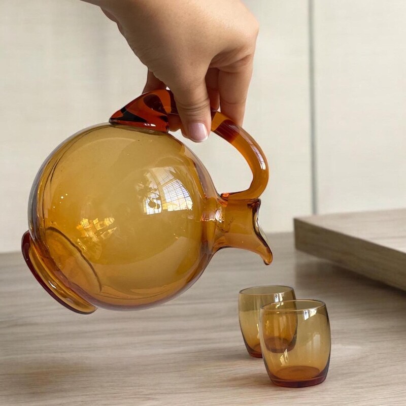 Amber Glass Jug - Etsy