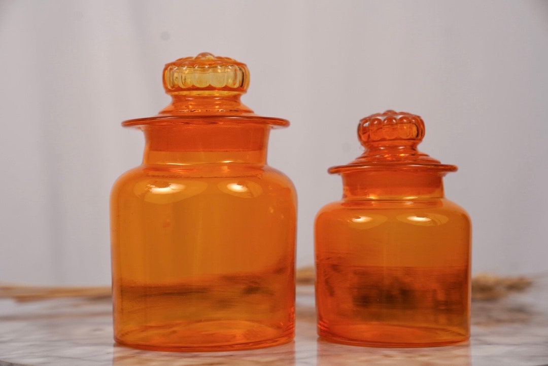Takahashi Set off Jar Containers. Vintage Takahashi Glass Orange Jars ...