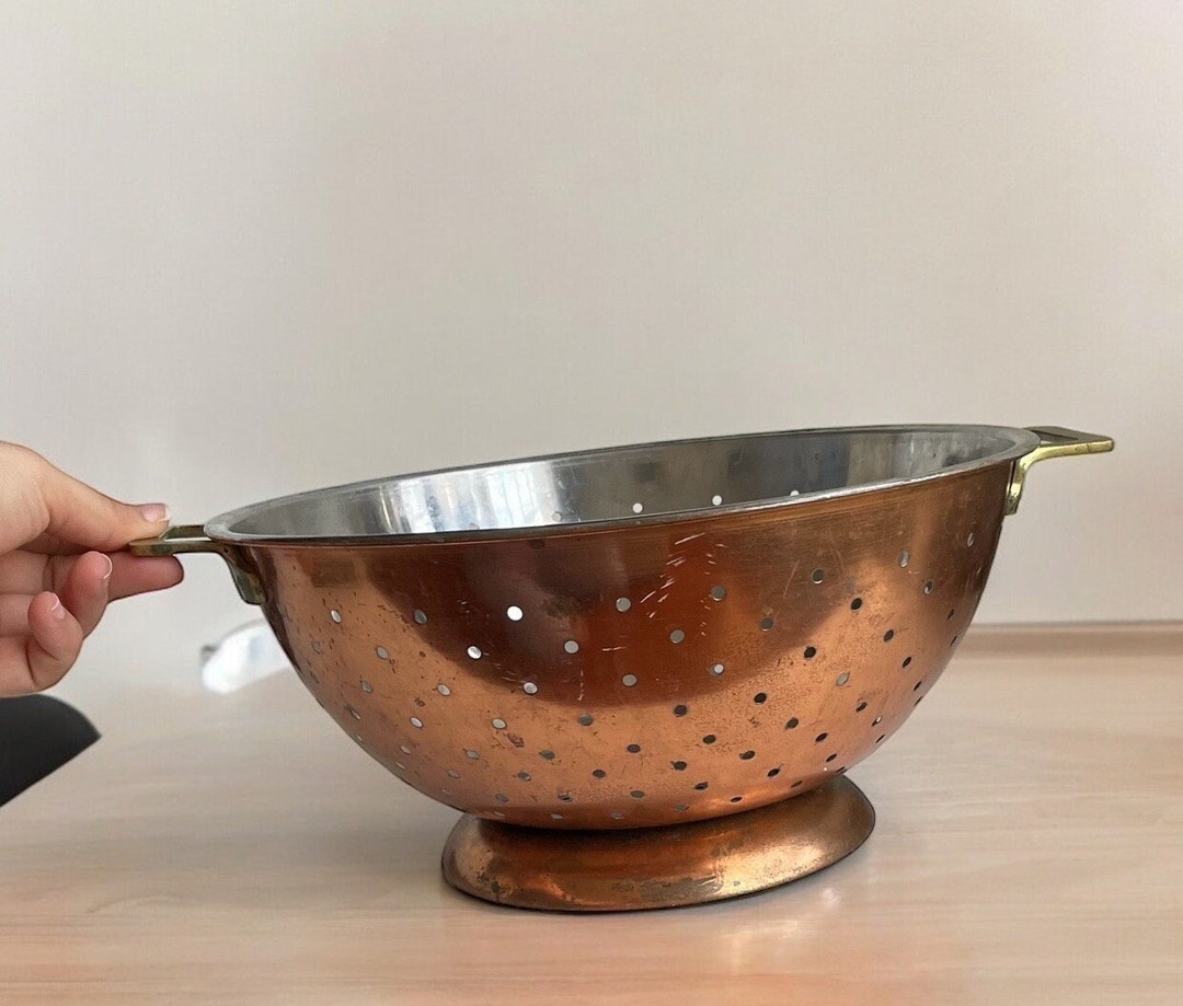Vintage Copper Colander, Extra Large Copper Colander, Farmehouse ...