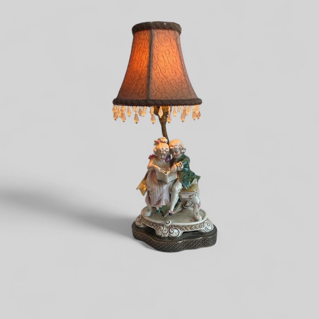 Antique Victorian Porcelain Small Table Lamp, Capodiminte Style ...