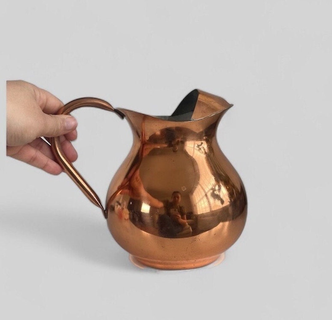 Vintage Copper Pitcher, Large Copper Water Pitcher, Farmehouse Kitchen ...