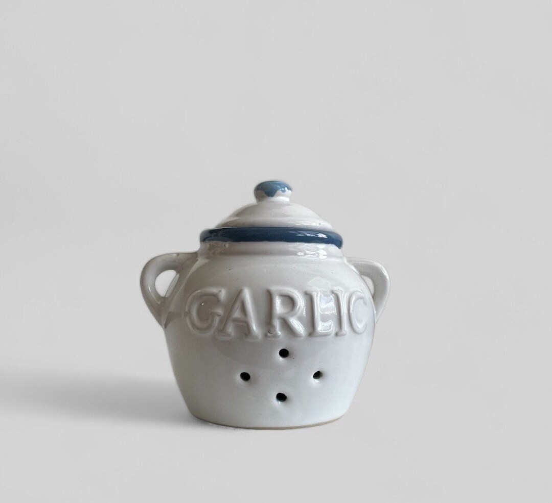 Vintage Ceramic Garlic Keeper Pot, Garlic Pot, Kitchen Home Decor ...