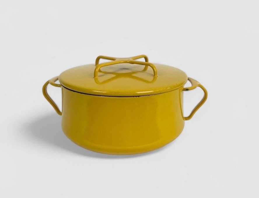 Vintage Dansk Kobenstyle Yellow Enamel Casserole Dutch Oven Pot ...