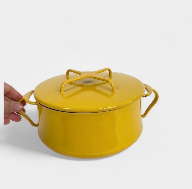 Vintage Dansk Kobenstyle Yellow Enamel Casserole Dutch Oven Pot ...