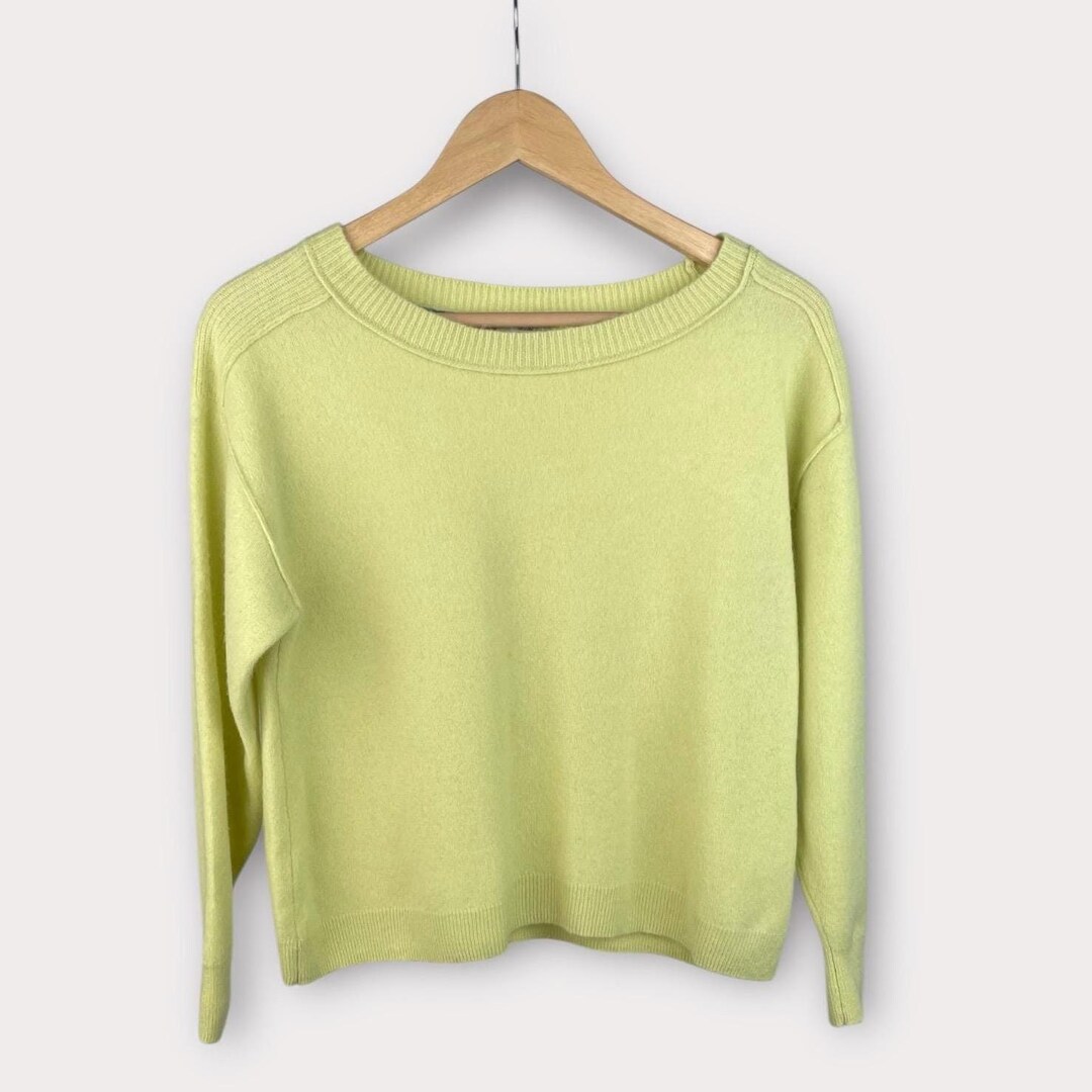 Neon Green Cashmere Crop Sweater - Small - Winter Knitwear - Etsy