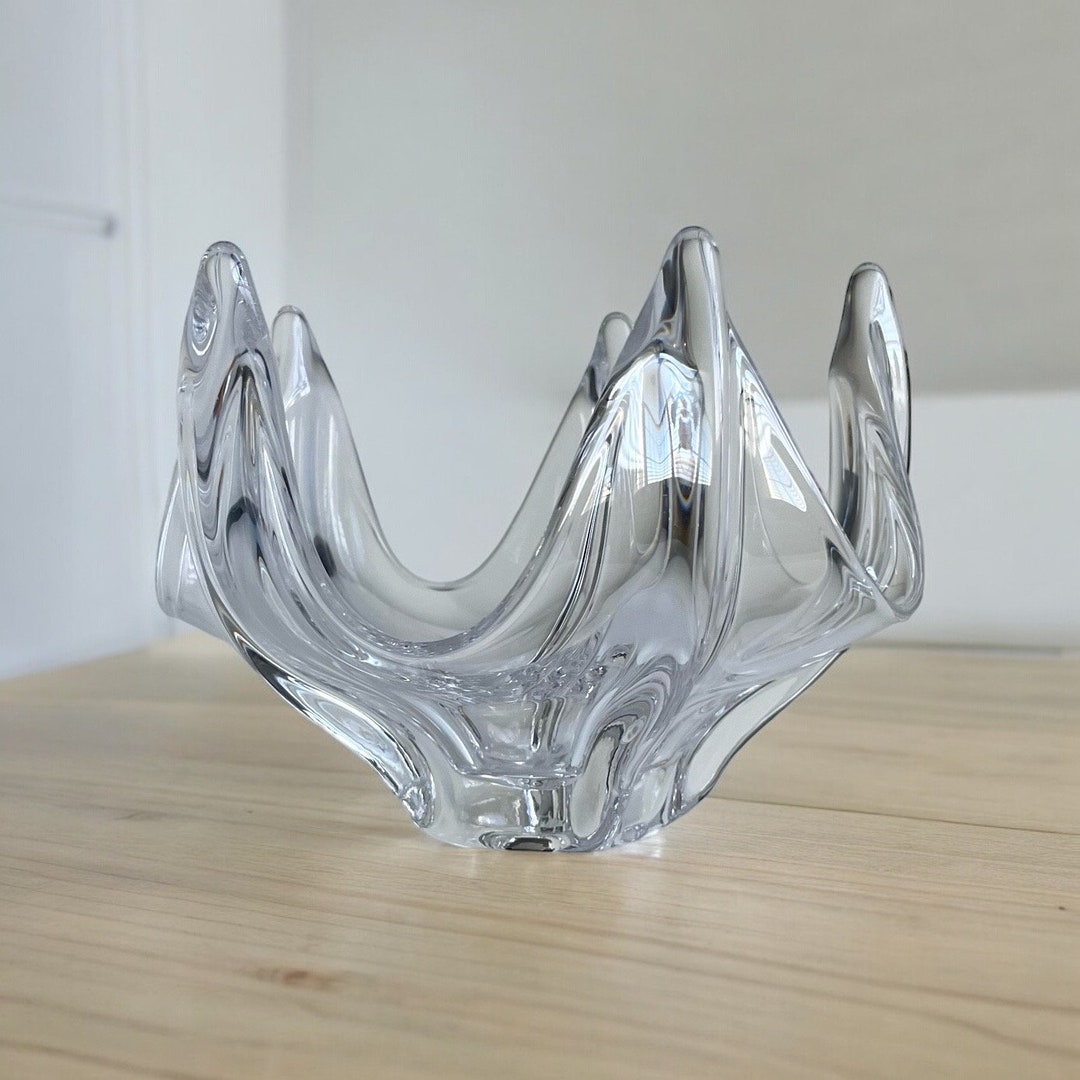 Vintage Crystal Centerpiece. MCM Art Glass Centerpiece Bowl. Vannes ...