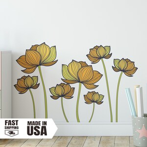 Lotus Wall Decal Set – Floral Vinyl Wall Art - Etsy