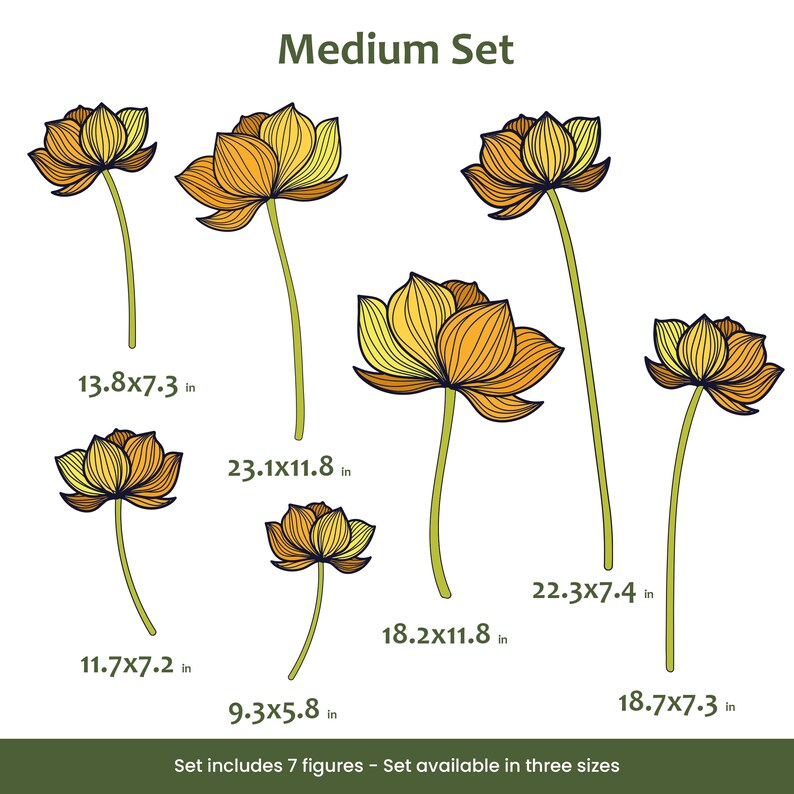Lotus Wall Decal Set – Floral Vinyl Wall Art - Etsy
