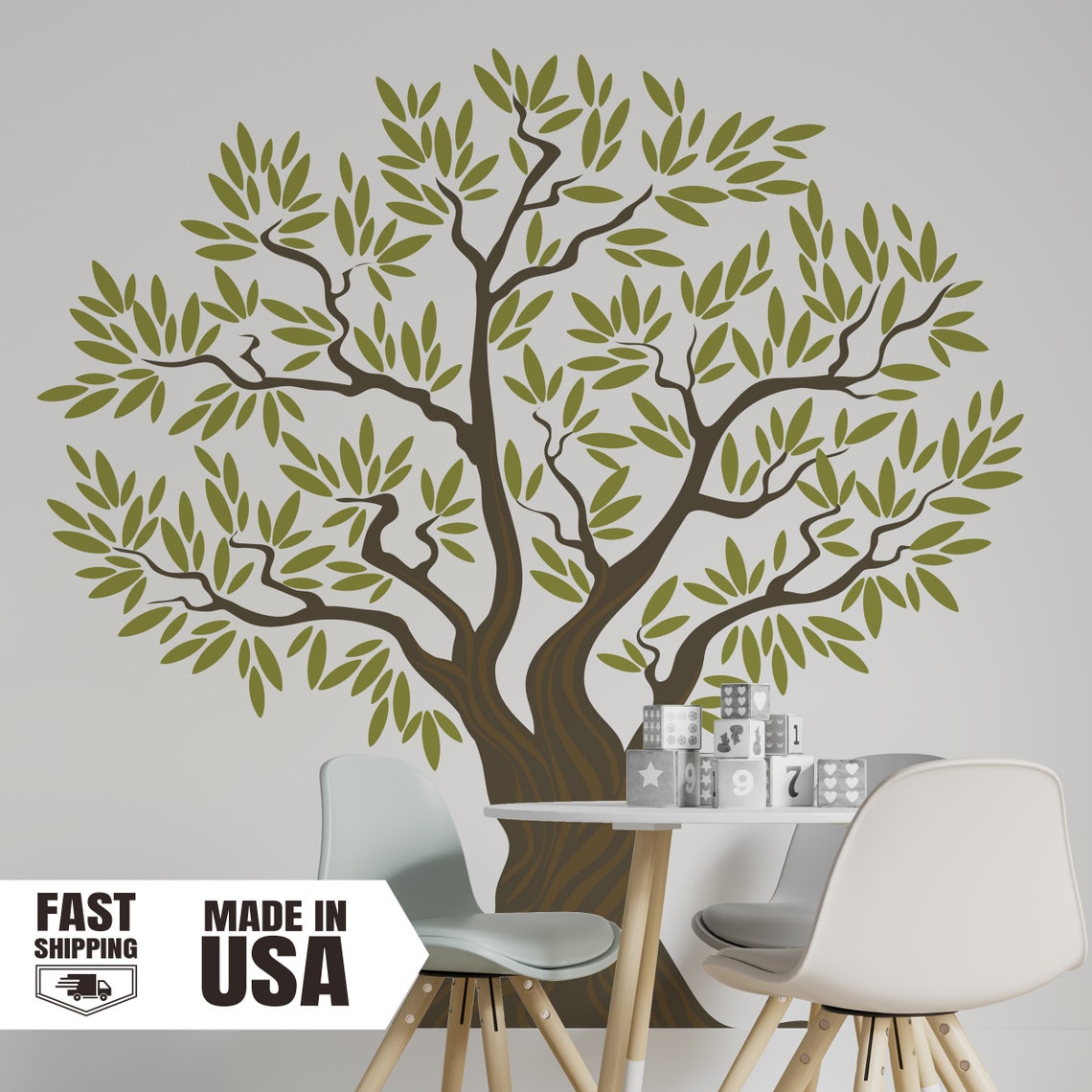 Patterned Olive Tree Fabric Wall Decal Set: Mediterranean Decor - Etsy