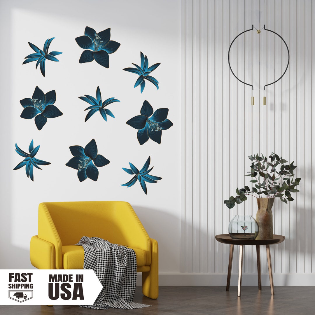 Lilly Set- Fabric Wall Decal, Black Lilly Set Vinyl Set - Etsy