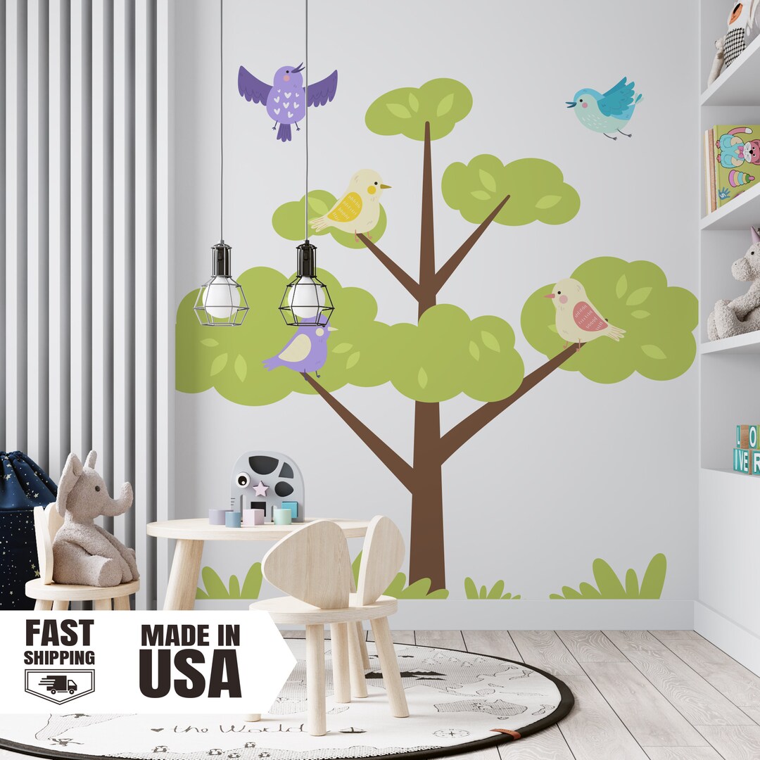 Tree and Birds Fabric Wall Decal Set - Etsy