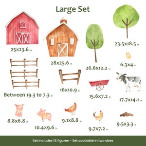 Watercolor Farm Animals Set, Barn,pig,hen, Cow Fabric Wall Decal - Etsy