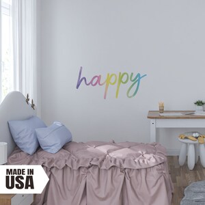 Happy Watercolor Vinyl Wall Decal, Colorful Fabric Wall Art - Etsy
