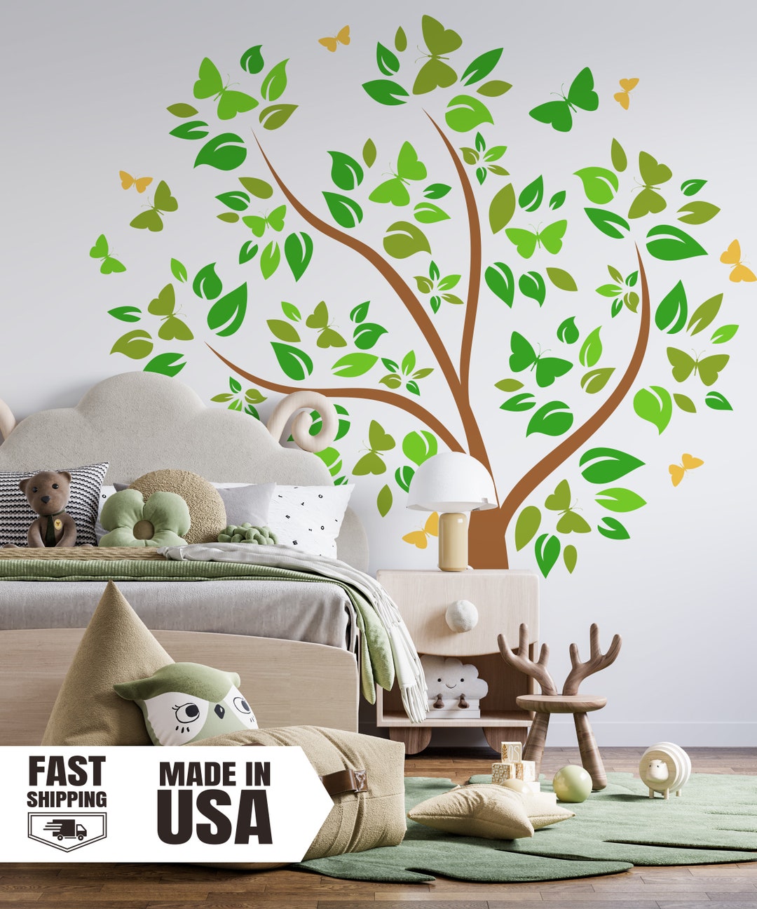 Butterfly Tree Fabric Wall Decals, Spring Nursery Decor - Etsy