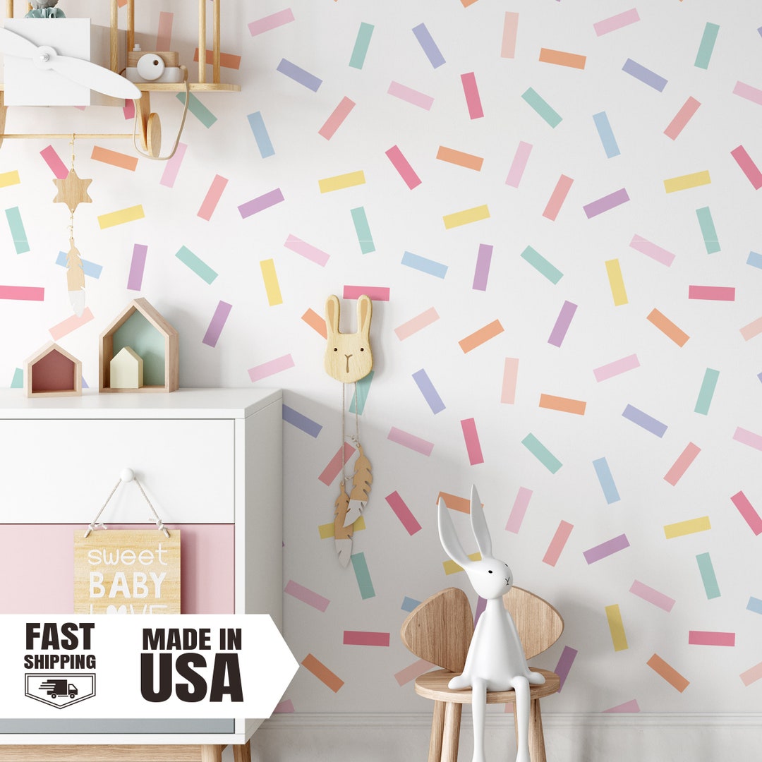 Plain Paper Lines With Rainbow Colours Set Watercolor Wall Decal Fabric ...