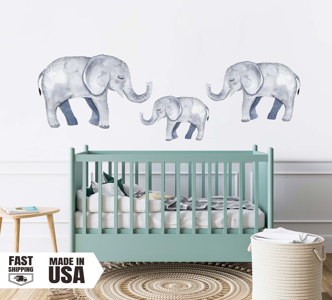 Elephant Family Fabric Wall Decal, Elephant Vinyl Wall Decal, Nursery ...