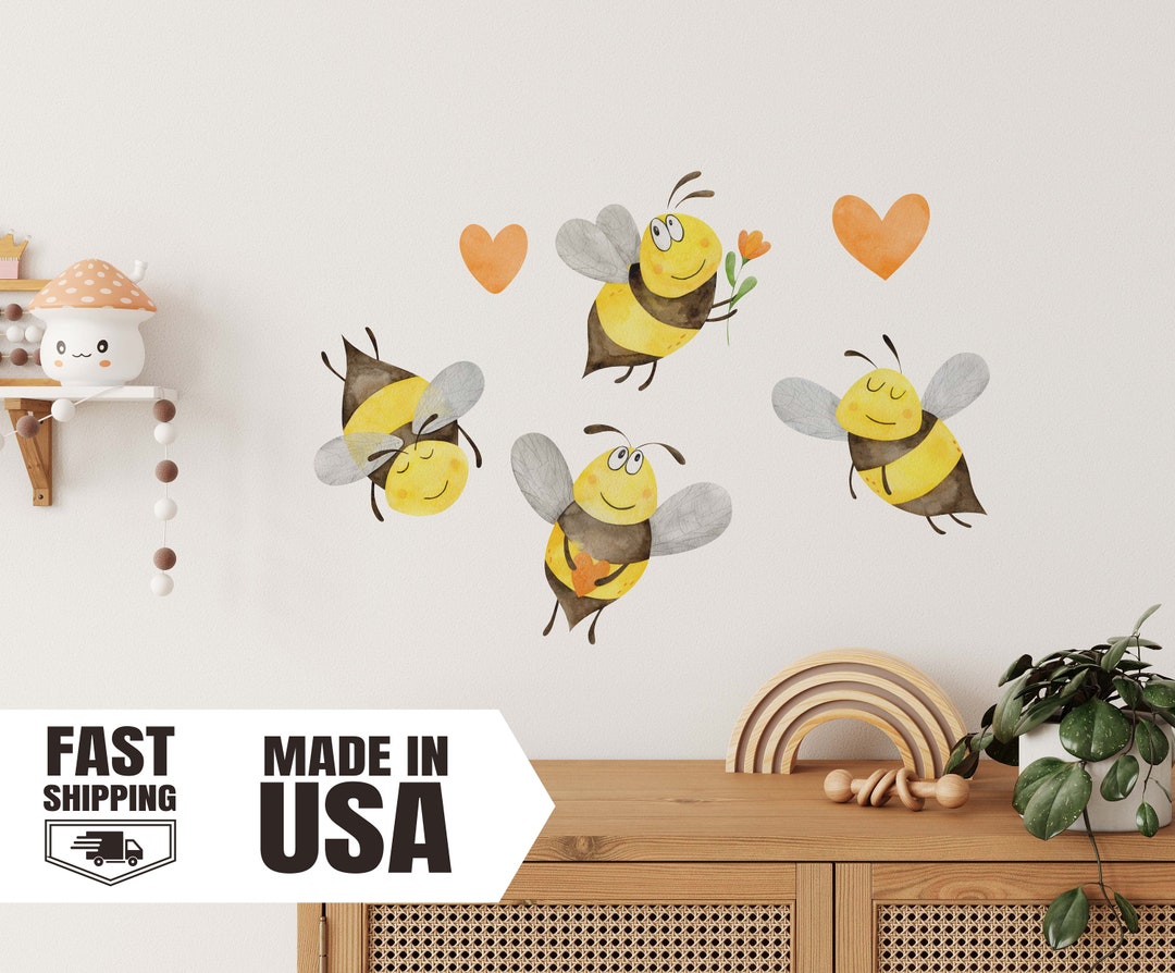 Cute Bee Family Set, Heart Wall Decal, Bees Fabric Wall Decal - Etsy