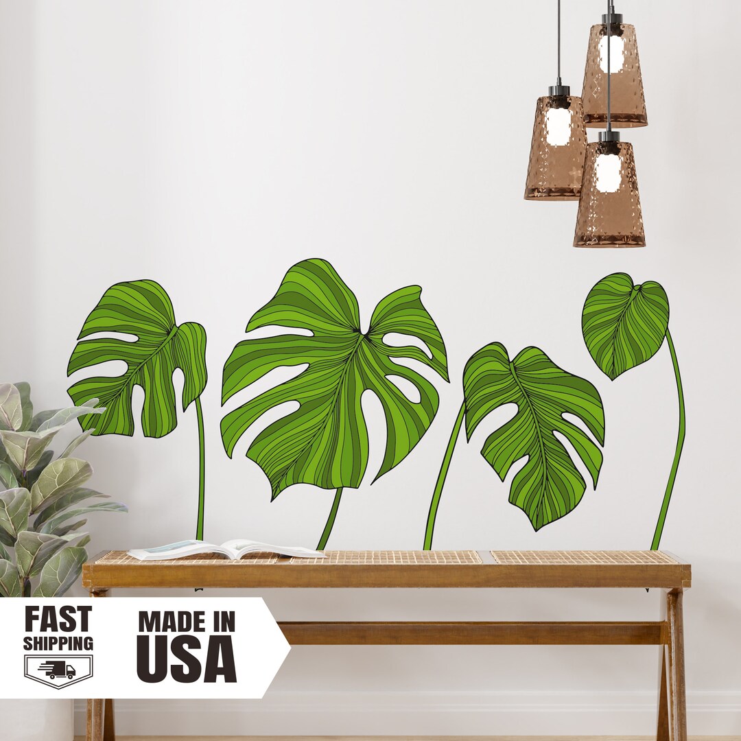 Monstera Leaves Set Wall Decal, Watercolor Wall Decal - Etsy