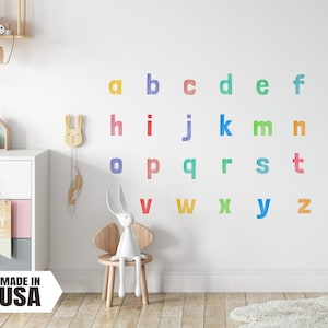 Watercolor Lowercase Alphabet Wall Decal, Educational Fabric or Vinyl ...