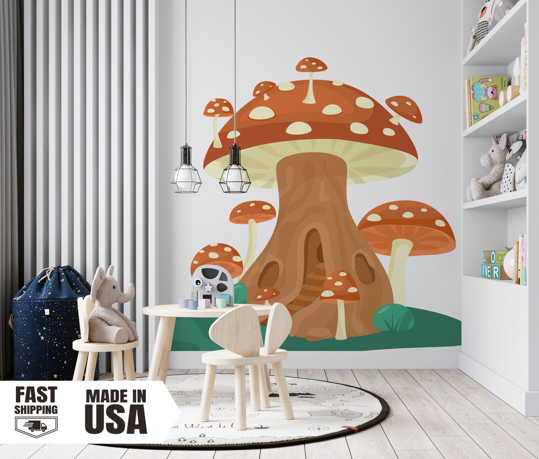 Mushroom Tree Fabric Wall Decal, Woodland Nursery Decor - Etsy