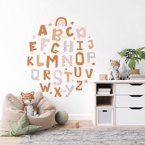 Boho Alphabet Wall Decal, Nursery Wall Stickers, Boho Nursery Art, Kid ...
