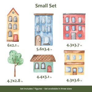 Watercolor Houses Wall Decal, Houses Fabric Wall Decal, Colorful Houses ...