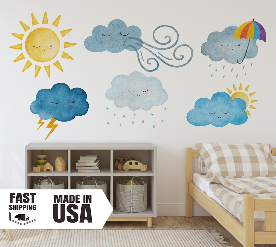 What Weather Like Today Set, Rainy Day Wall Decal, Sunny Day Wall Decal, Clouds Wall Decal ...