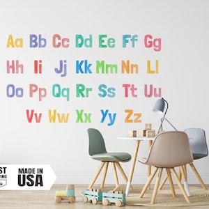 Watercolors Alphabet Wall Decal, Educational Fabric Wall Decal ...