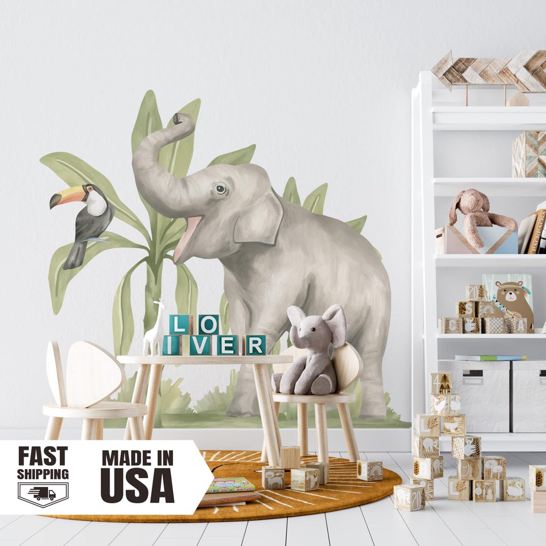 Watercolor Safari Animal Fabric Wall Decals, Set of 3 - Etsy