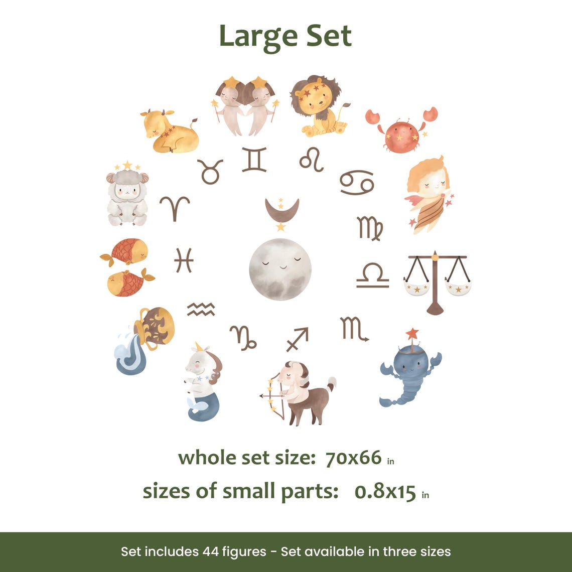 Zodiac Wall Decals for Nursery – Baby Astrology Sign Sticker Set ...