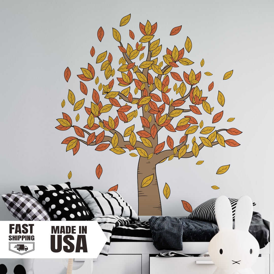 Autumn Tree Set, Fabric Wall Decal, Watercolor Wall Decal - Etsy