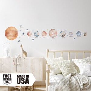 Watercolor Planets of the Solar System Fabric Decal Set, Watercolor ...