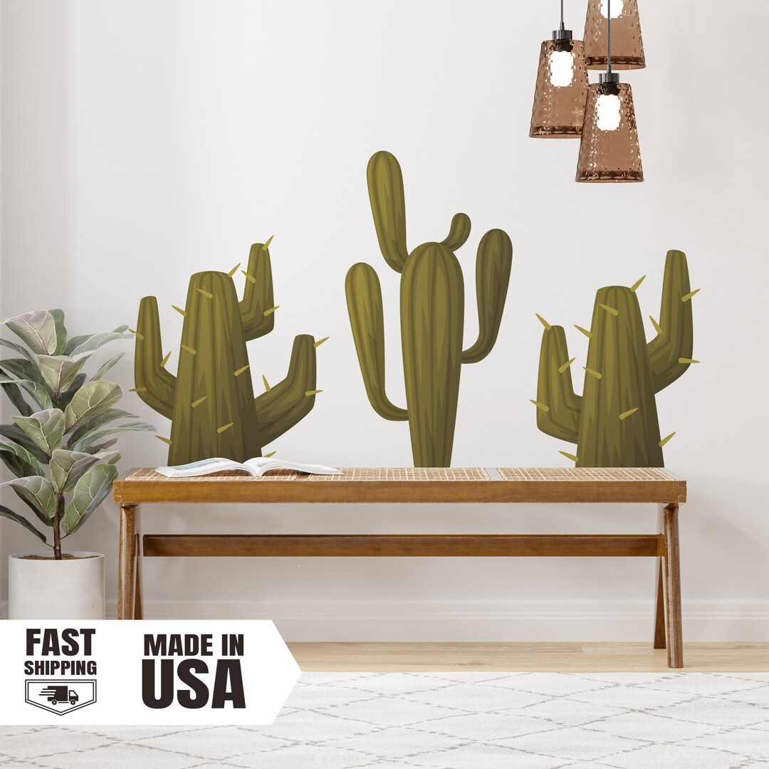 Cactus Plant Wall Decal Set, Succulent Floral Decor - Etsy