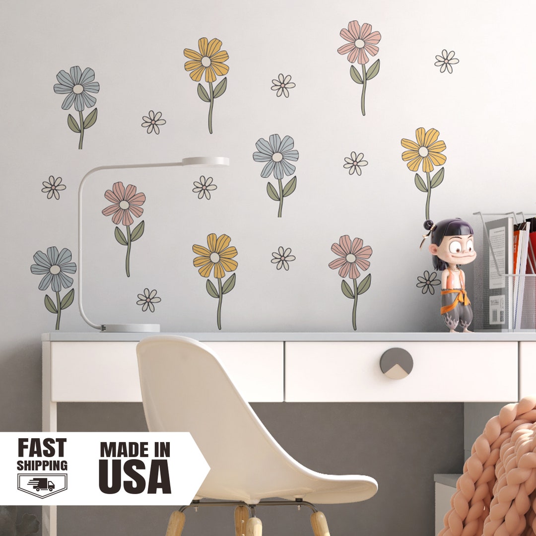 Fabric Flower Wall Decals - Watercolor Style, Tiny Decor Set - Etsy