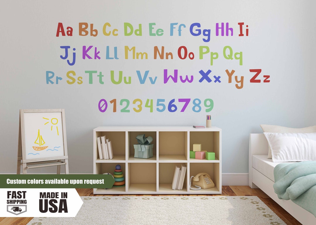 Colorful Alphabet Fabric Wall Decal Set With Numbers, Upper and ...