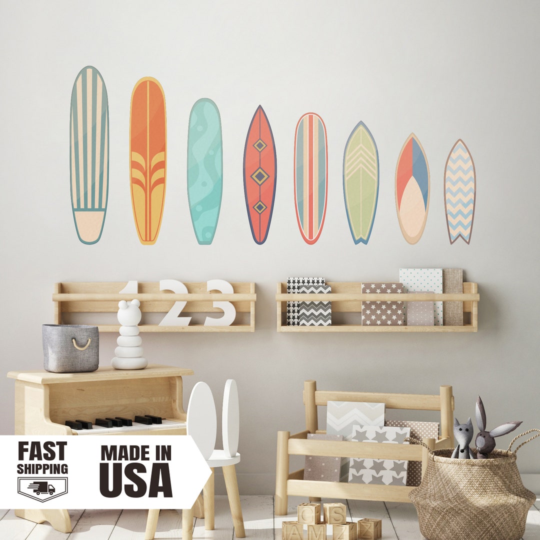 Pastel Surfboards Fabric Wall Decal Set - Etsy