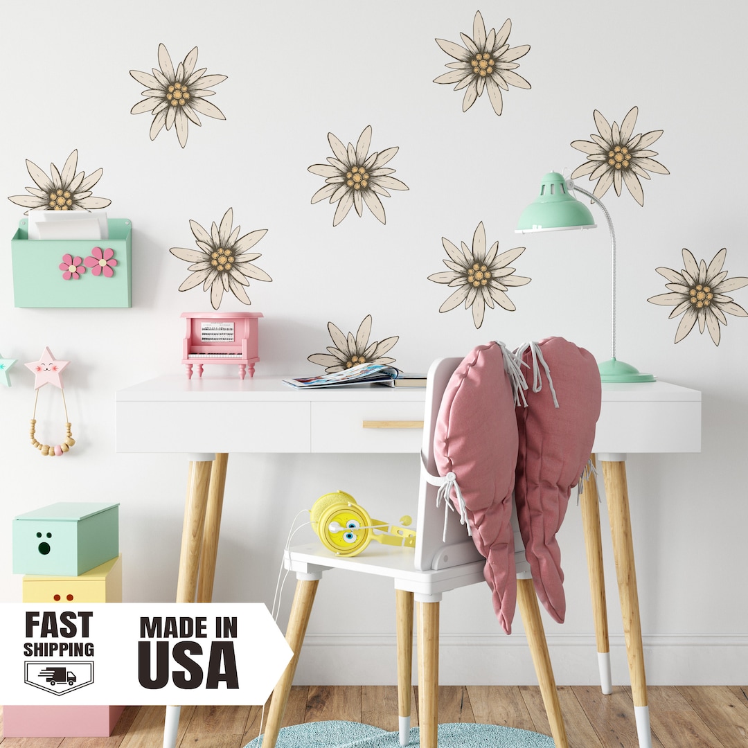 Edelweiss Flowers Set Fabric Wall Decal - Etsy