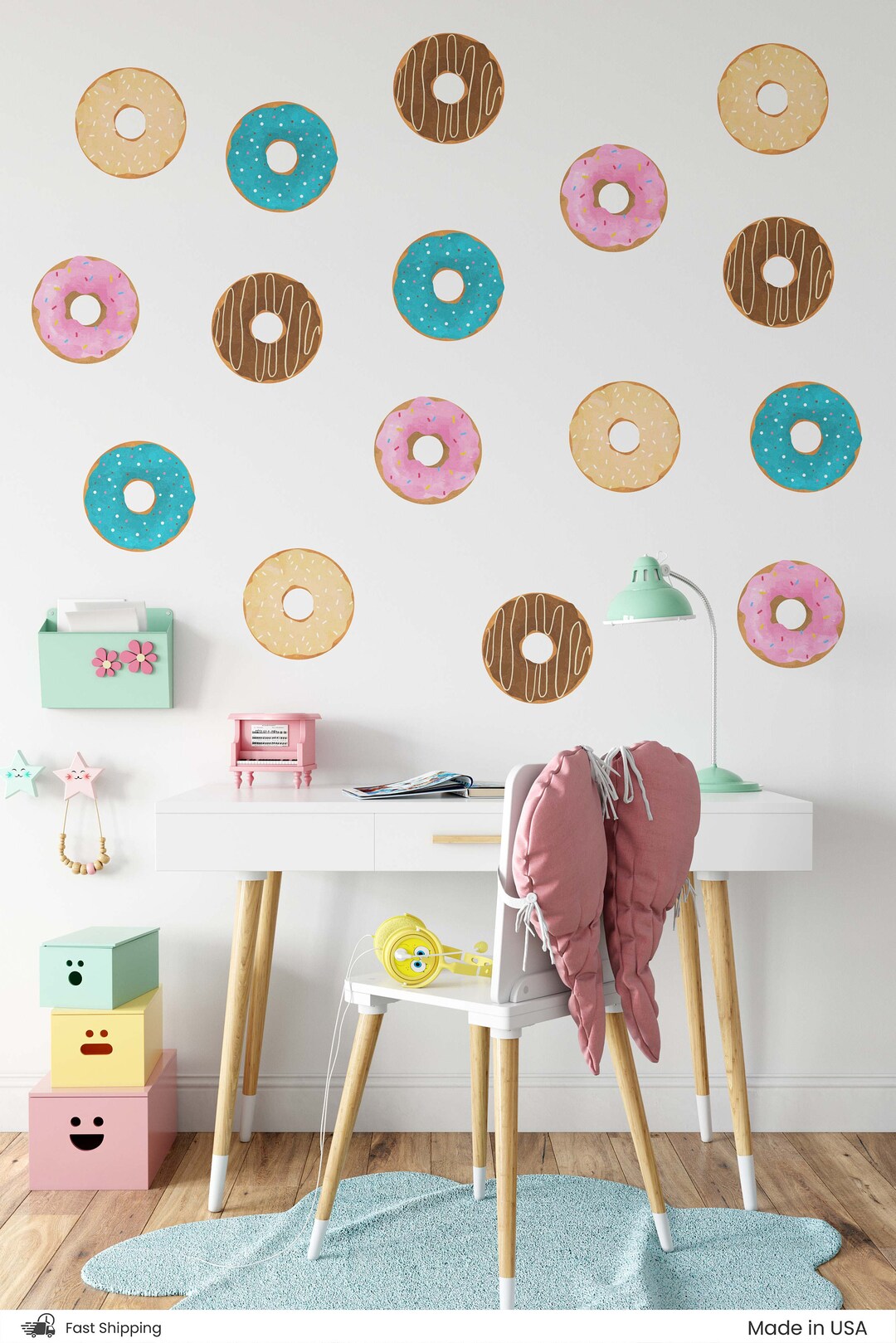 Donuts Fabric Wall Decal, Donuts Vinyl Wall Decal, Nursery Donuts Wall ...
