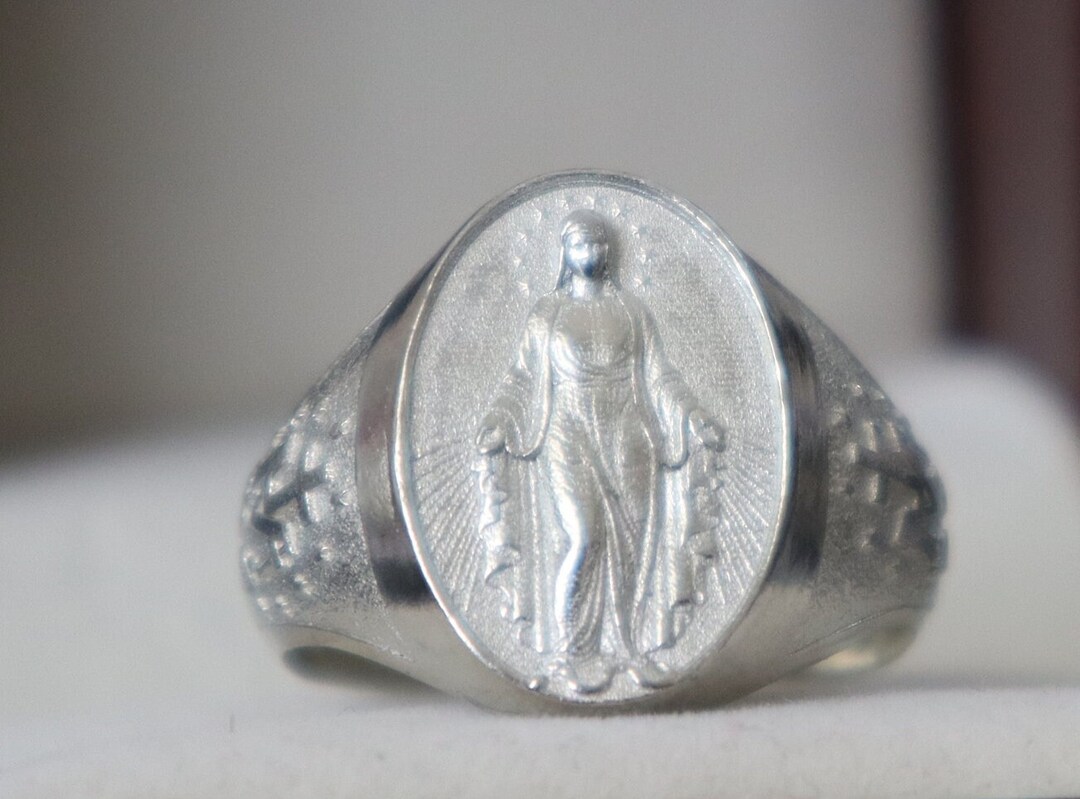 Marian Consecration Ring, Virgin Mary Ring, Sterling Silver Miraculous ...