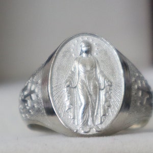 Marian Consecration Ring, Virgin Mary Ring, Sterling Silver Miraculous ...
