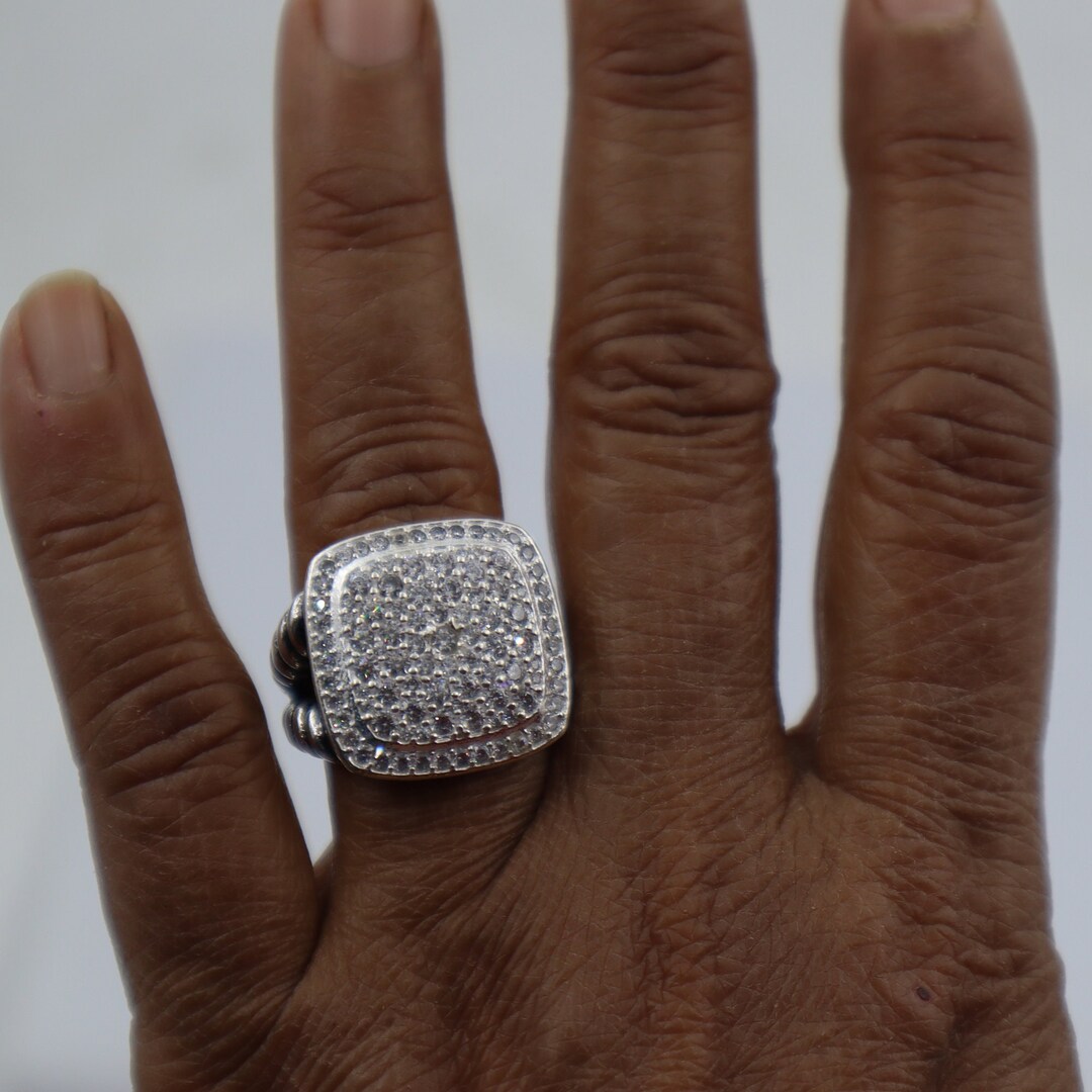 Handmade Oxidized Silver 17x17mm Albion Ring With Simulated - Etsy