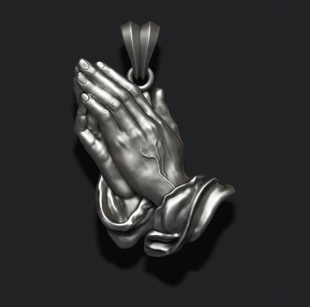 Silver Jesus Praying Hands Pendant Necklace, Gift for Man, Religious ...