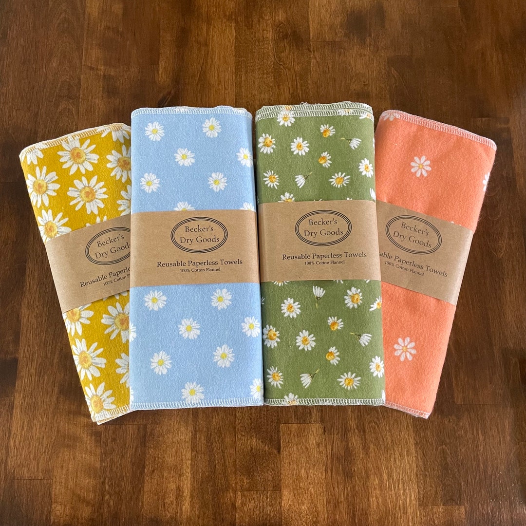 Reusable Paperless Cloth Towels, Eco Friendly Kitchen, Paper Towel Replacement, Daisies, Flowers ...