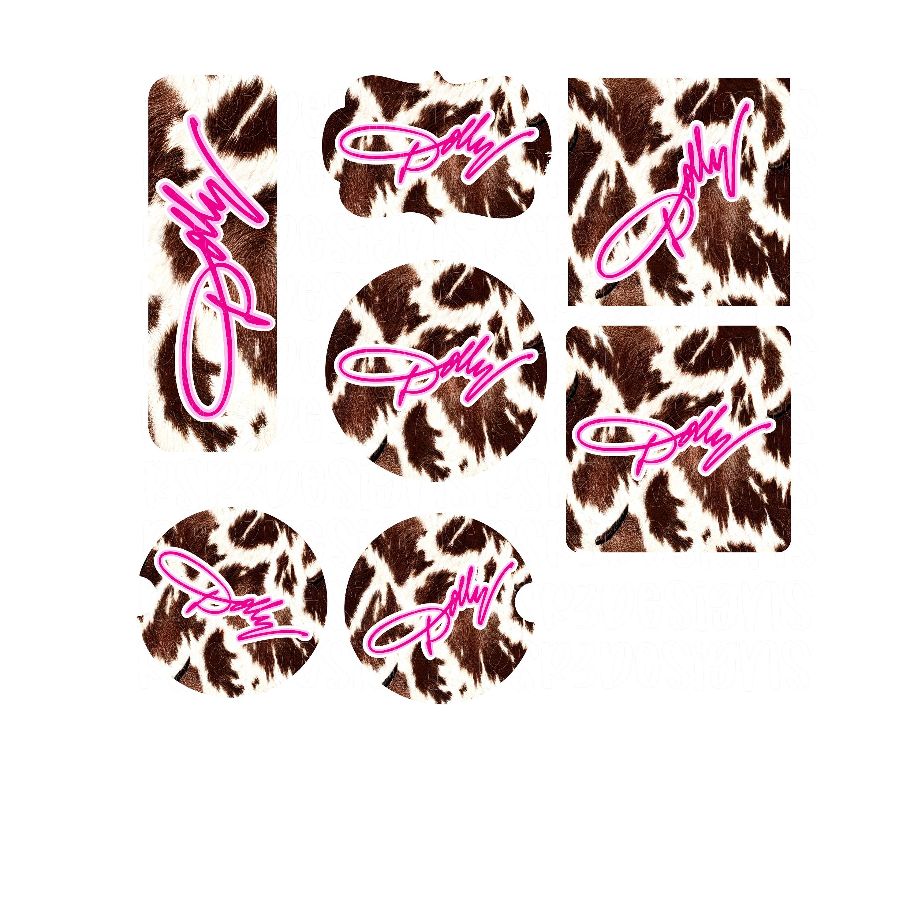Dolly Parton Signature, Cow Print, Pink, Western, Square Designs ...