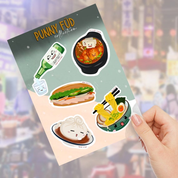 Asian Food Sticker Sheet Waterproof Cute Food Stickers Bao - Etsy