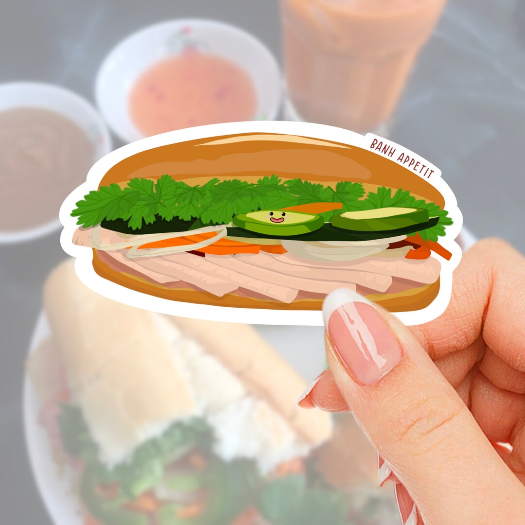 Banh Mi Sticker, Asian Food Sticker, Vietnamese Food Sticker, Cute Food ...
